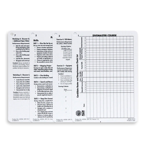 PADI Instructor Cue Cards (4) for the Divemaster Course – House of Scuba