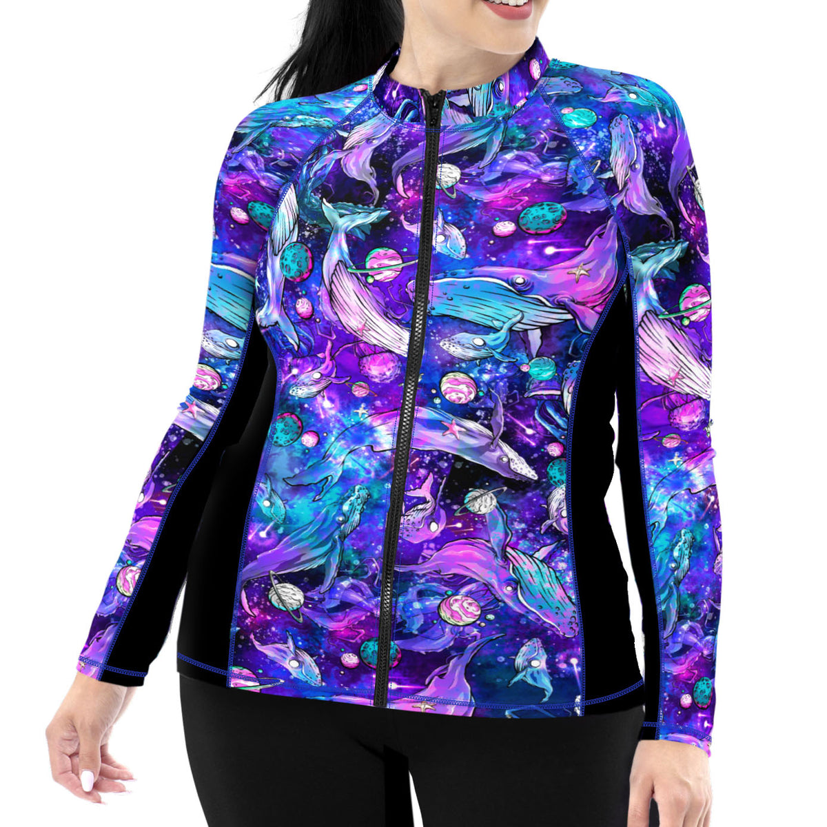 Spacefish Army Womens Cosmic Whale Zip Rashguard – House of Scuba