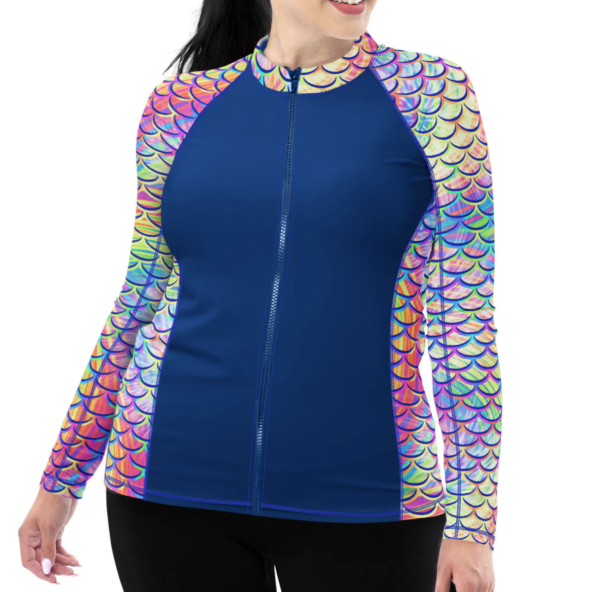 Spacefish Army Womens Psychedelic Mermaid Zip Rashguard – House of Scuba