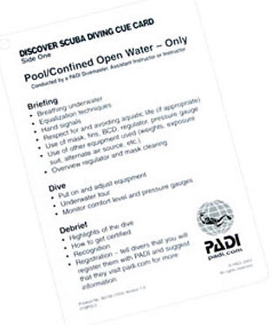 PADI Discover Scuba Diving Cue Card - 60130 – House of Scuba