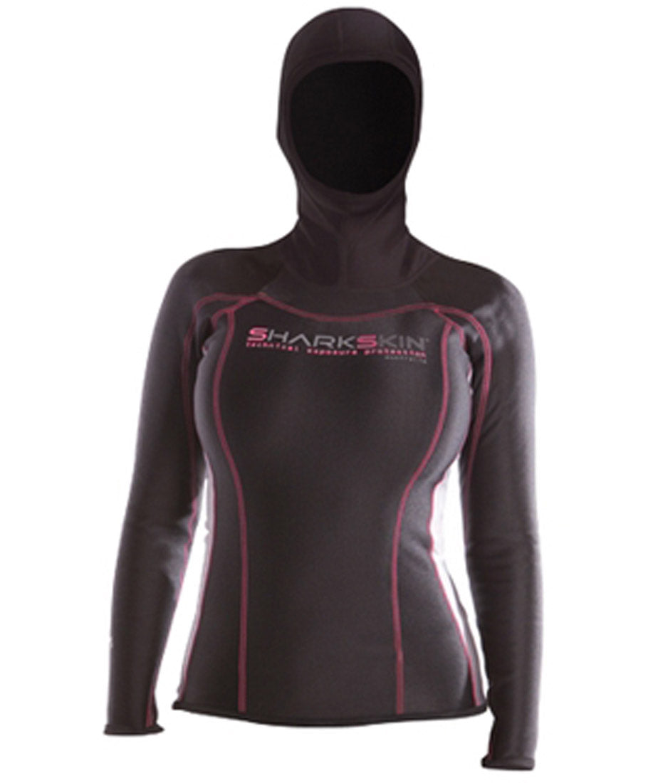 Sharkskin Womens Chillproof Hooded Long Sleeve Shirt Scuba Diving Surf ...